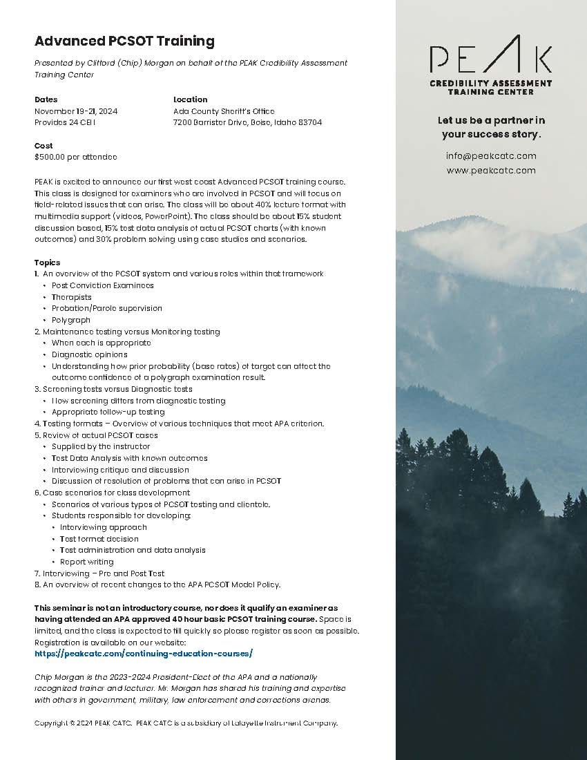 Advanced PCSOT Polygraph Training